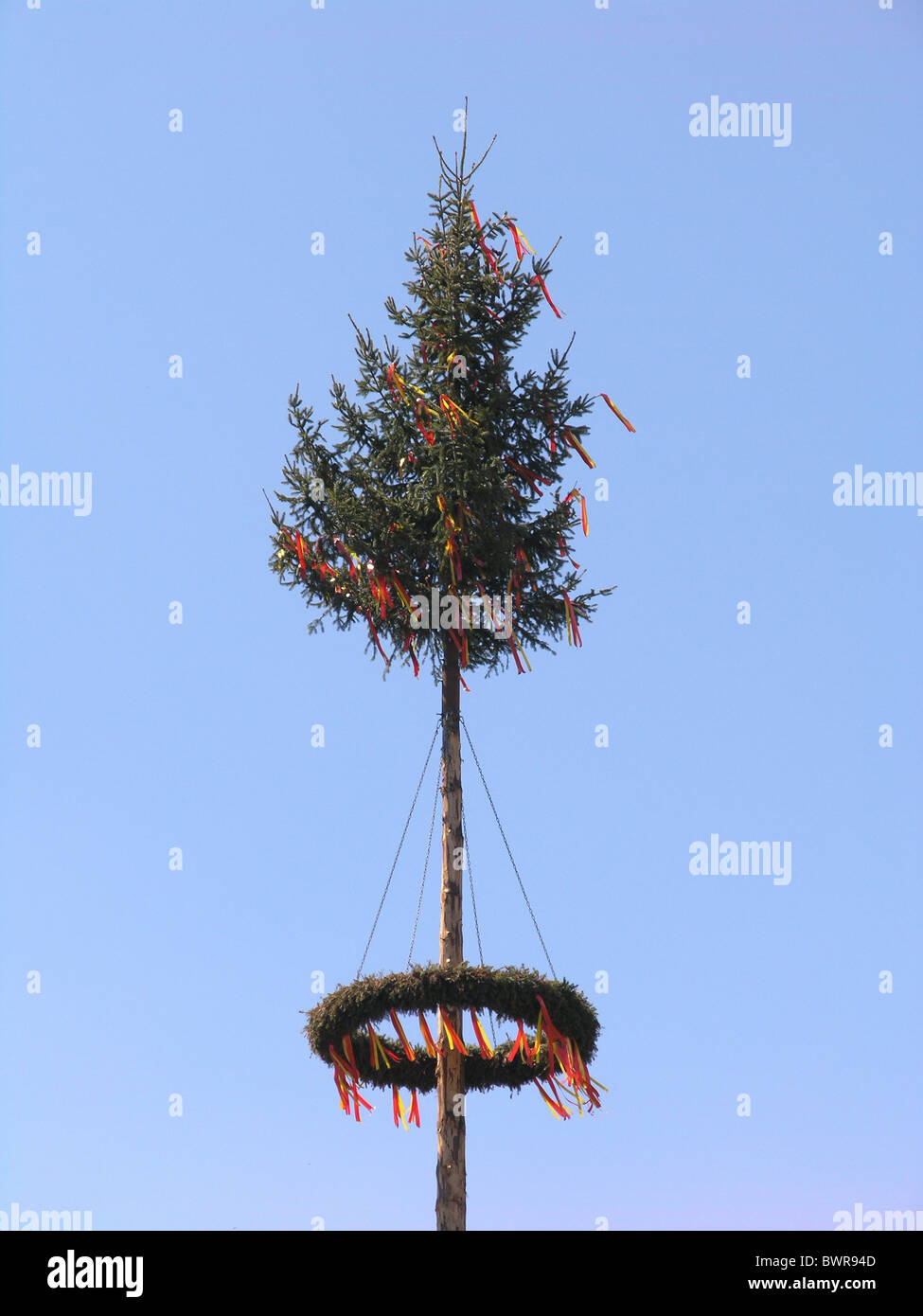 Maypole Germany Europe Baden-Wurttemberg Black Forest blue sky ...