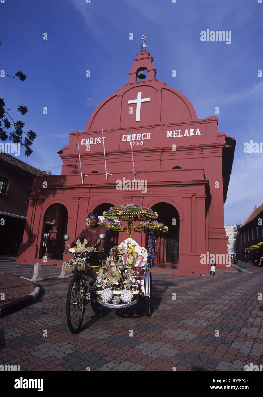 Malaysia Malacca city Southeast Asia Melaka Christ Church rickshaw ...