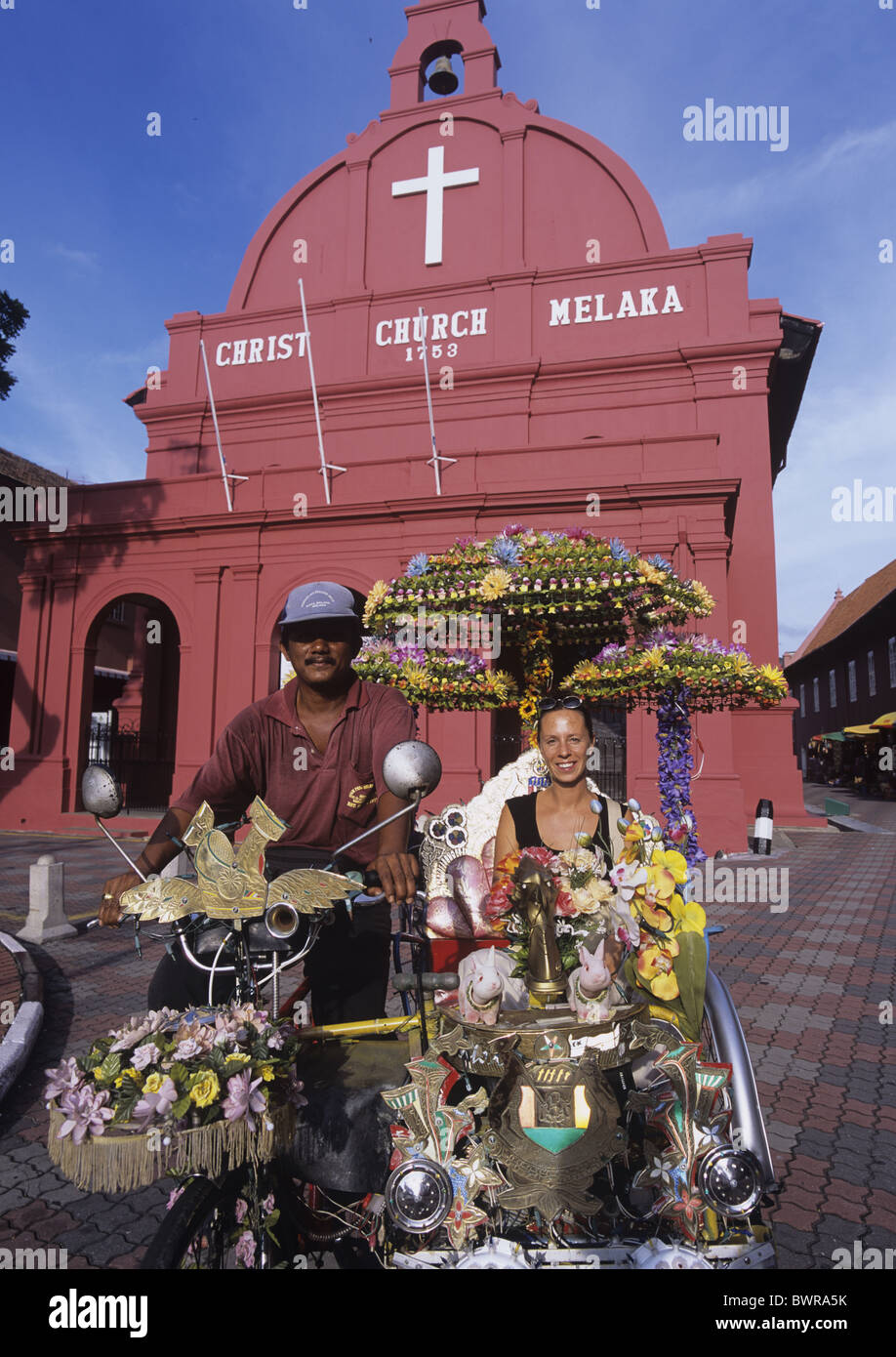 Malaysia Malacca city Southeast Asia Melaka Christ Church rickshaw ...