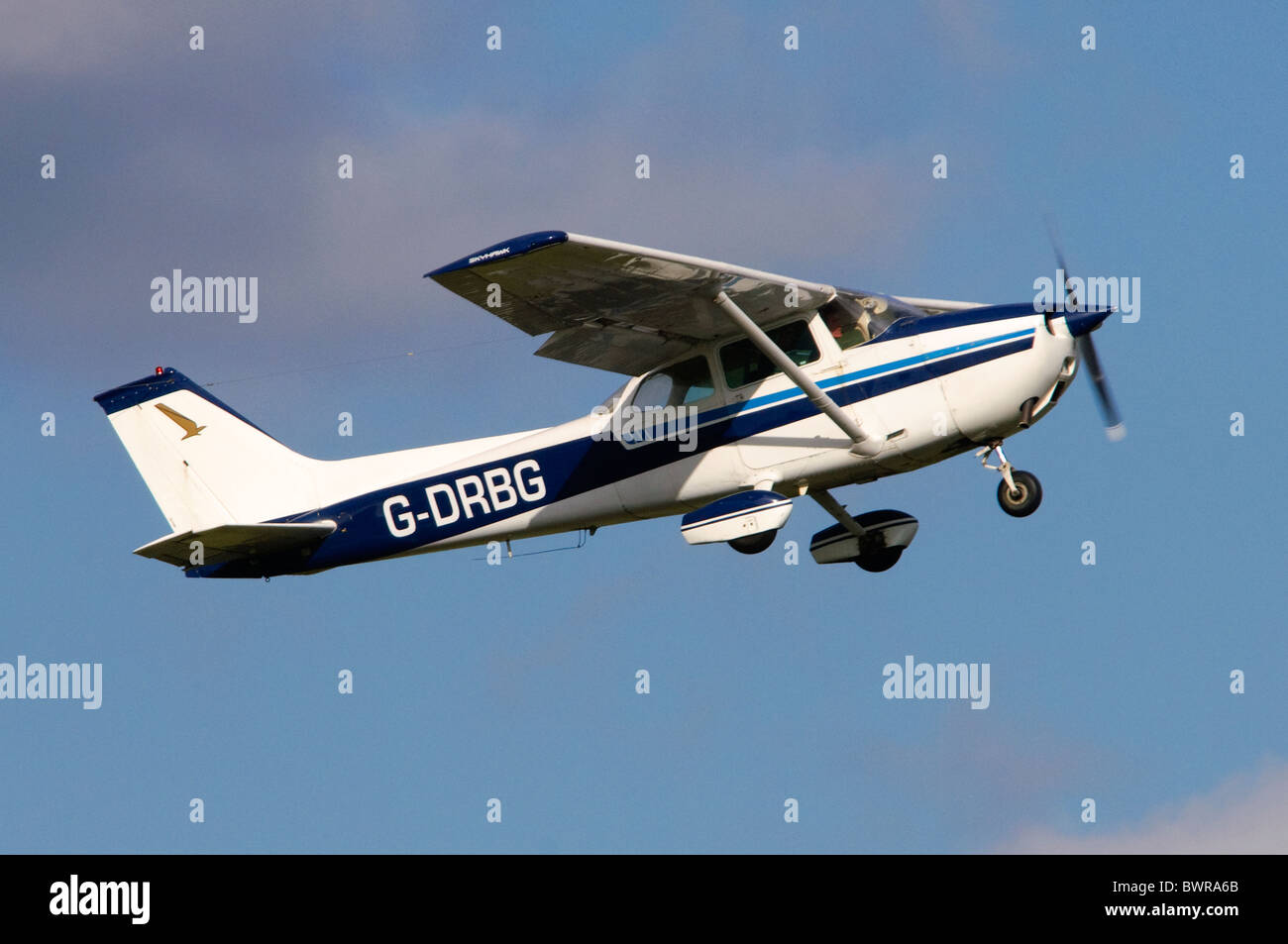 Cessna 172M Skyhawk light plane climbing after take off from RAF Benson ...