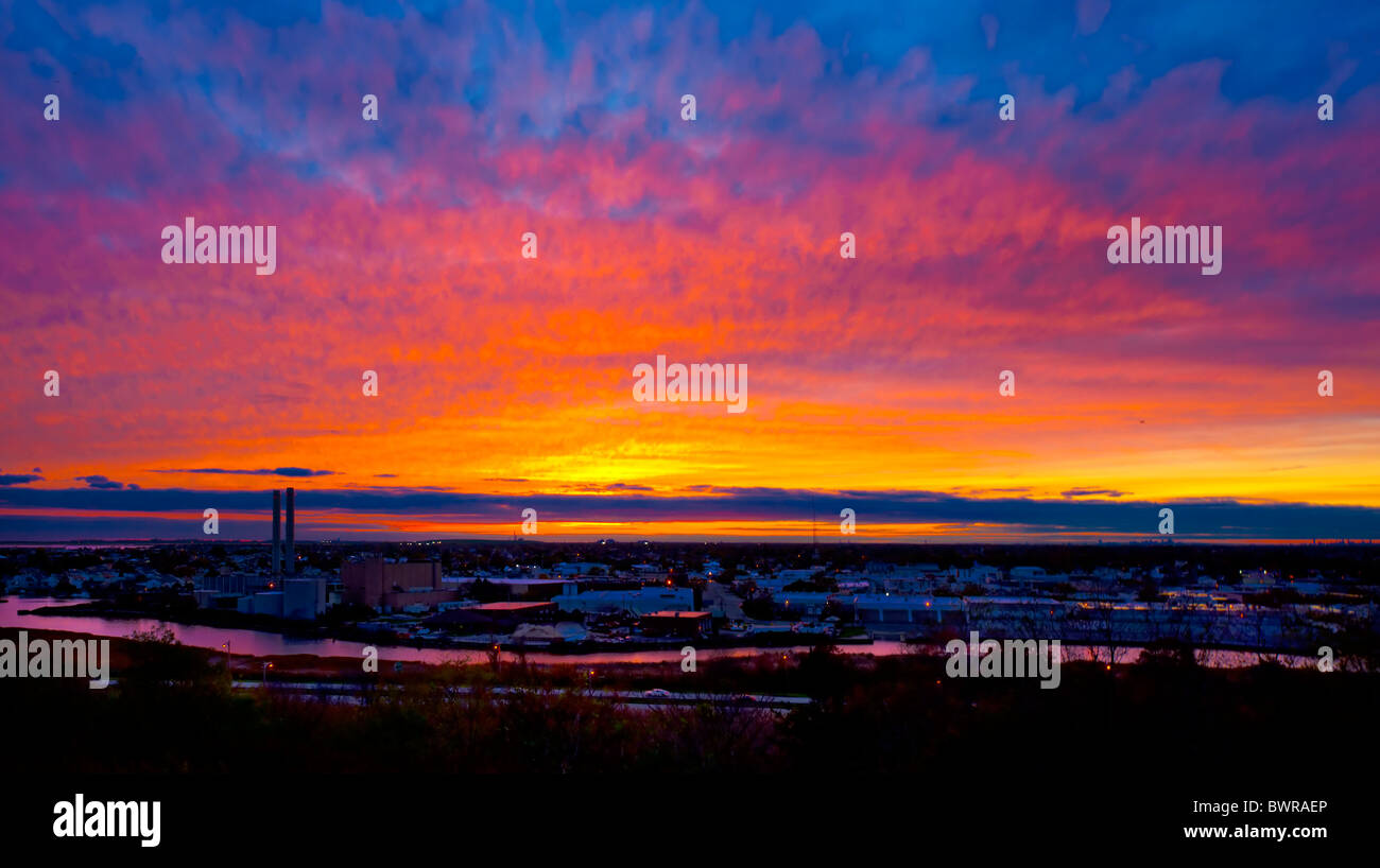 Inland Sunset Panorama of Long Island, NY, from above highest point of ...
