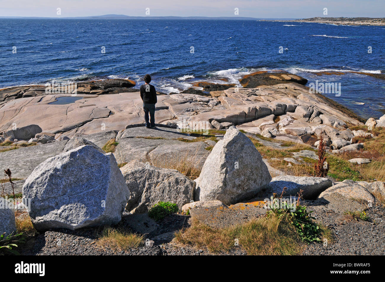 Granite rock formation of facing shoreline of Nova Scotia, Canada Stock ...