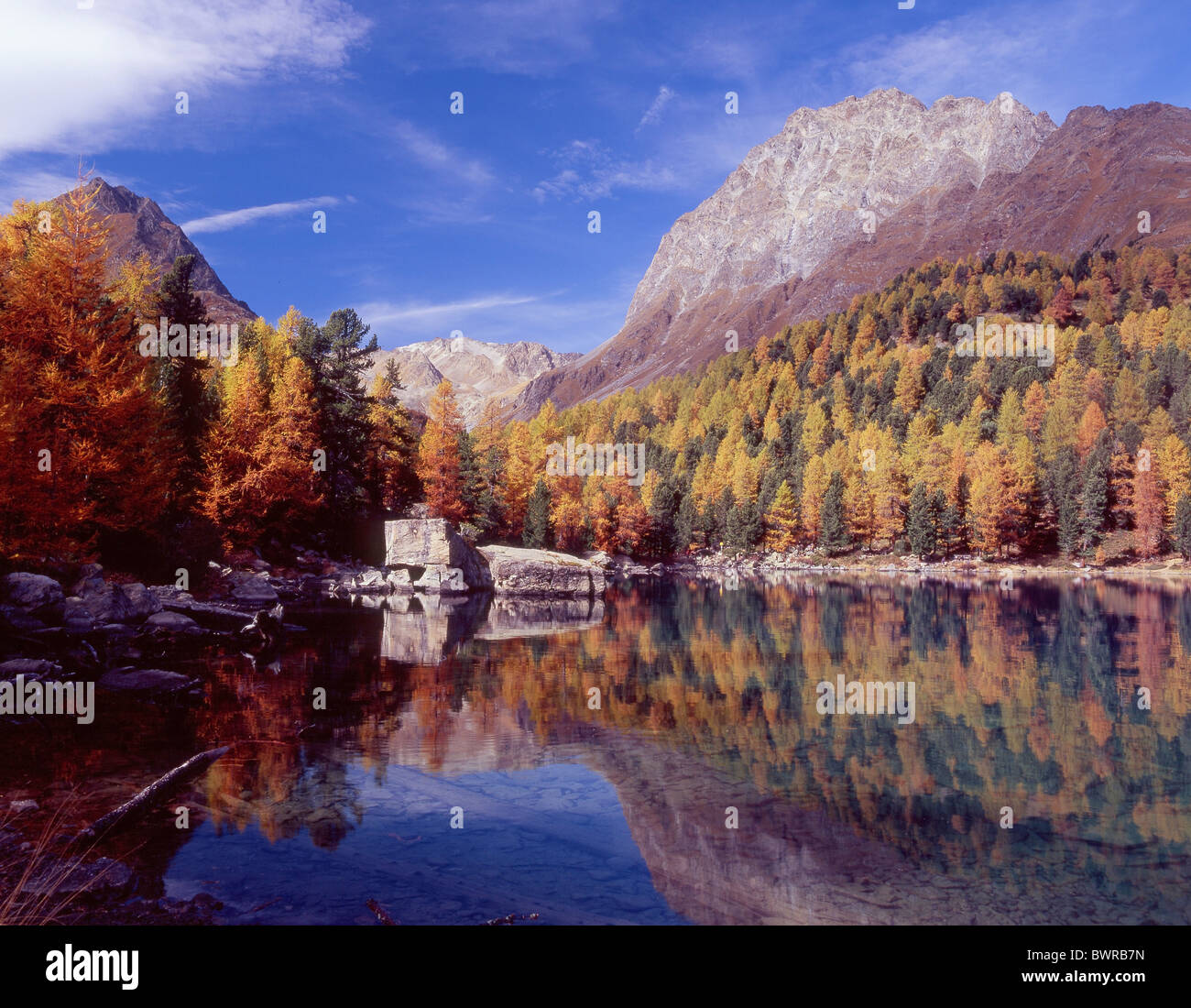 Switzerland Europe Lake Saoseo mountain lake Val di Campo Val da Camp ...