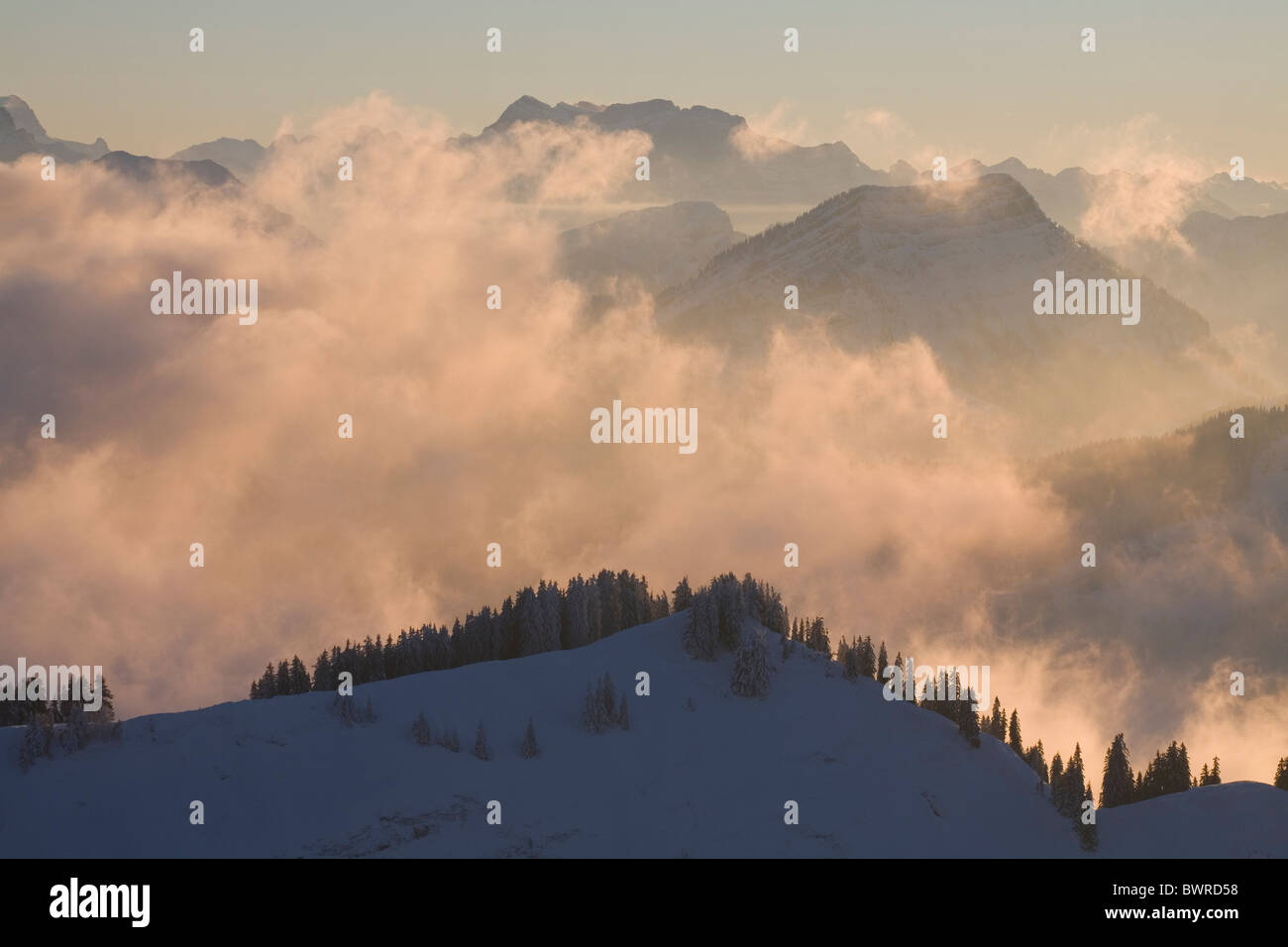 Switzerland Europe Kronberg Appenzell canton Appenzell Innerrhoden Snow ...