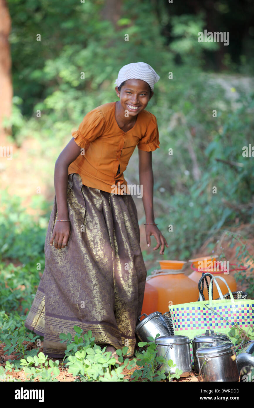 indian girl working in the fields Andhra Pradesh South India Stock ...