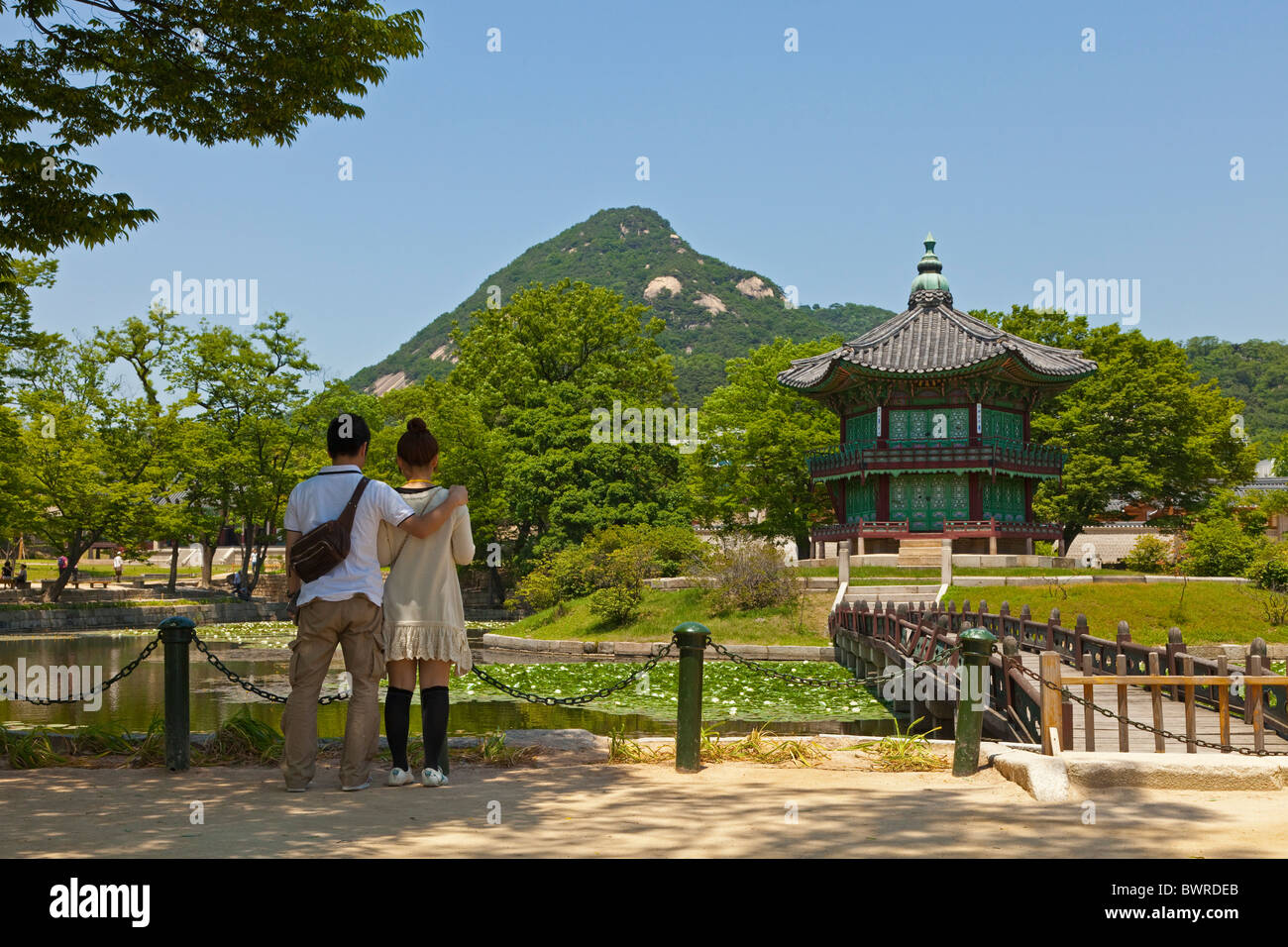 Hyangwonjeong island pavilion at Gyeongbokgung Palace Seoul South Korea ...