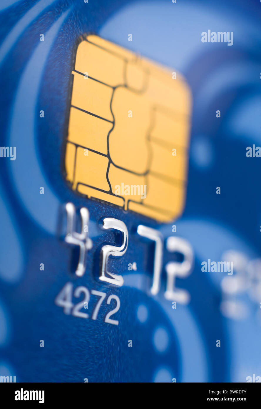 a blue bank card, macro, narrow focus Stock Photo - Alamy