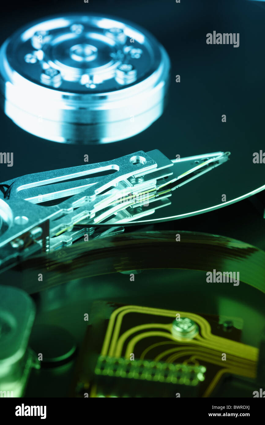 Details of the electronic mechanical device - a hard disk Stock Photo ...