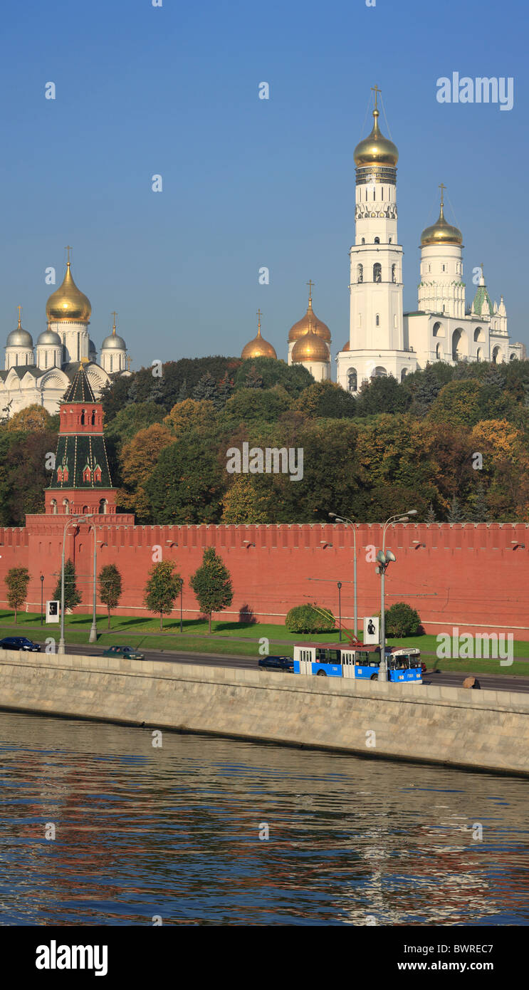 Russia Moscow Russian Architecture Building Moskva river Tower blue sky ...