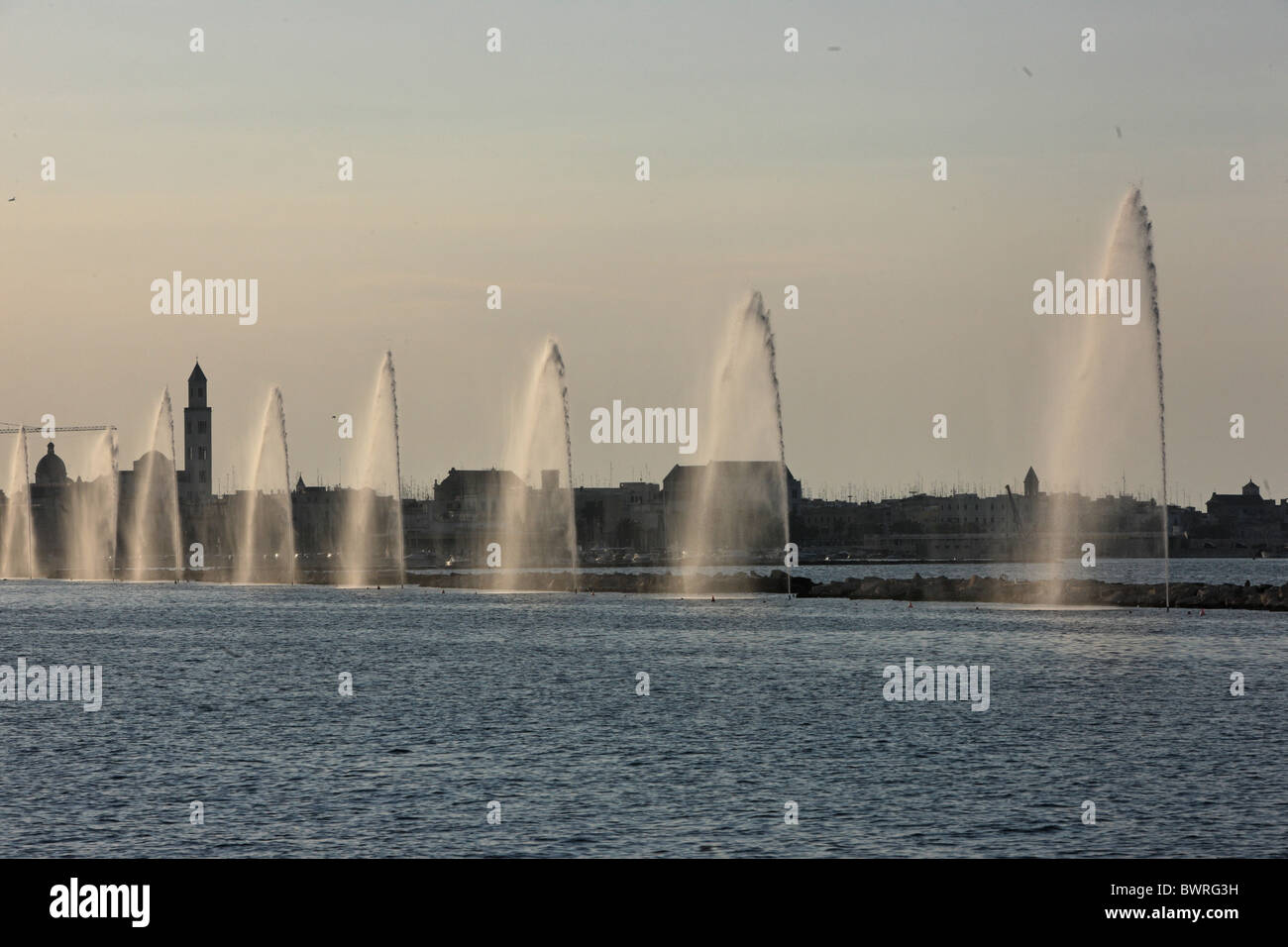 Italy Europe Bari city Apulia region town Bari Coast Sea Fountains ...