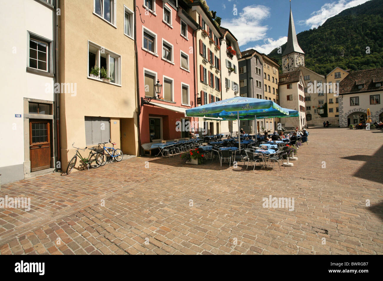 Switzerland Europe Chur Old town City town Chur Arcas square Outdoor ...
