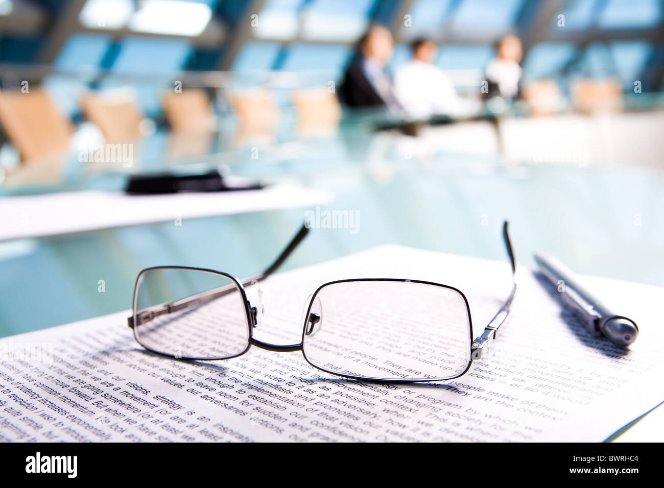 Image of several objects lying on the table in the conference room ...