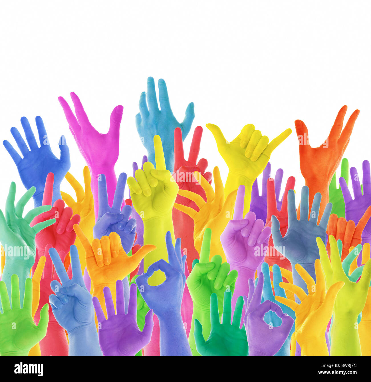 colored hands background Stock Photo - Alamy