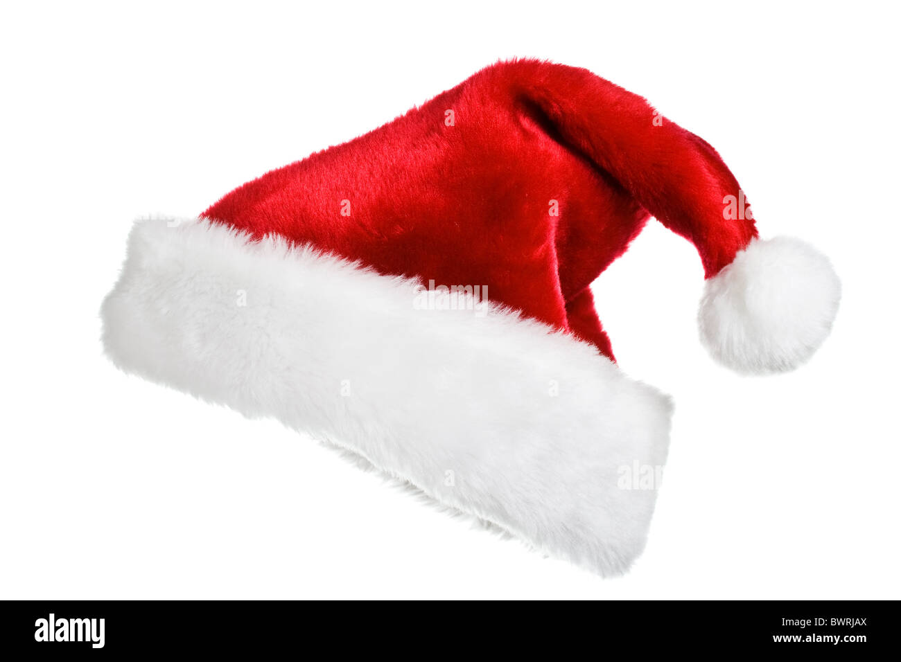 Santa's red hat isolated on white Stock Photo - Alamy