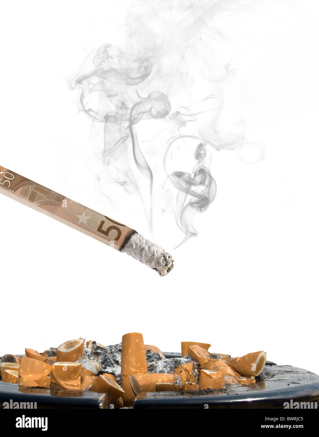 euro cigarette and ashtray Stock Photo - Alamy