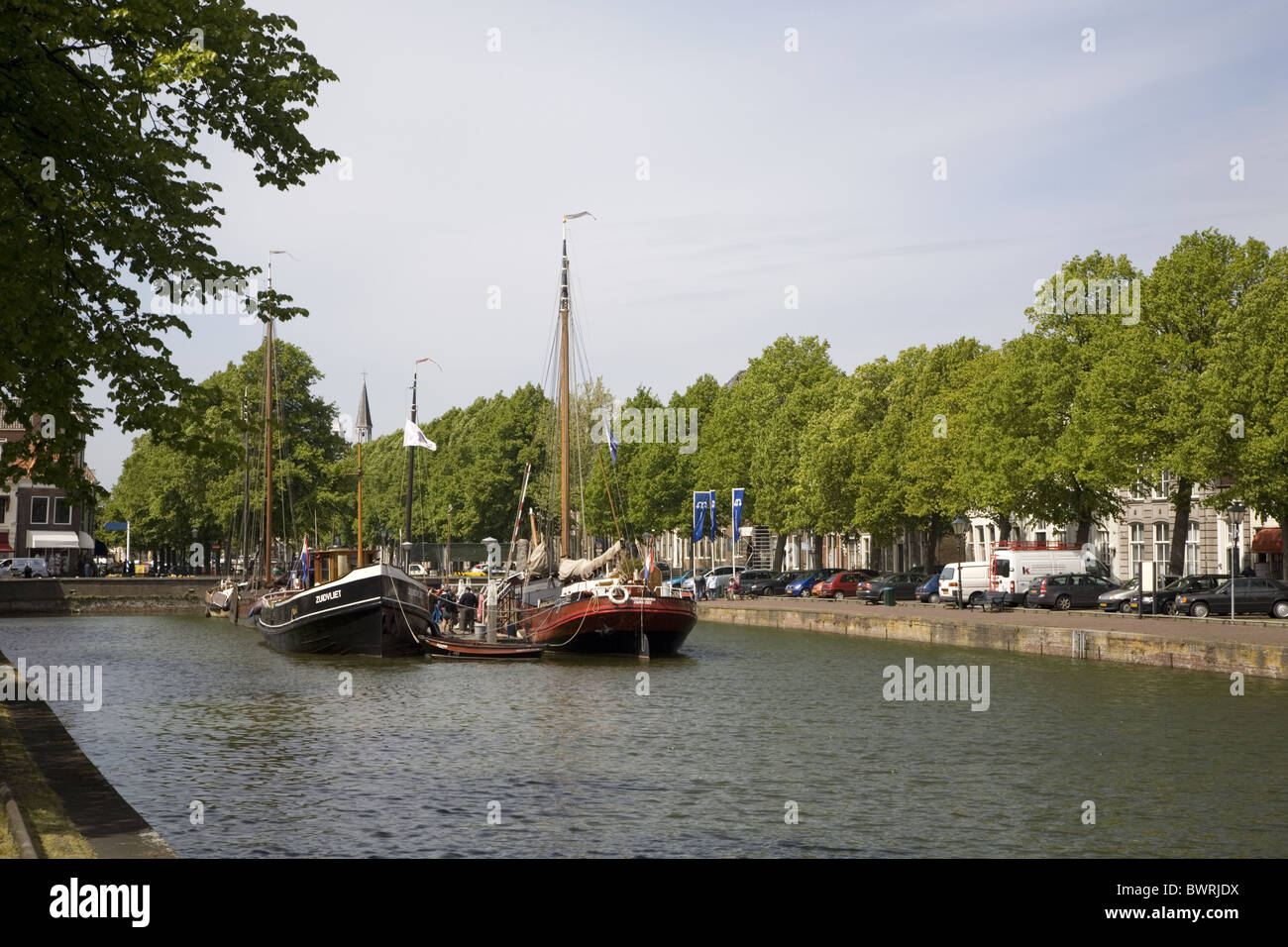 Museum ships in the Oude Haven (Old Harbour) in the midieval port ...