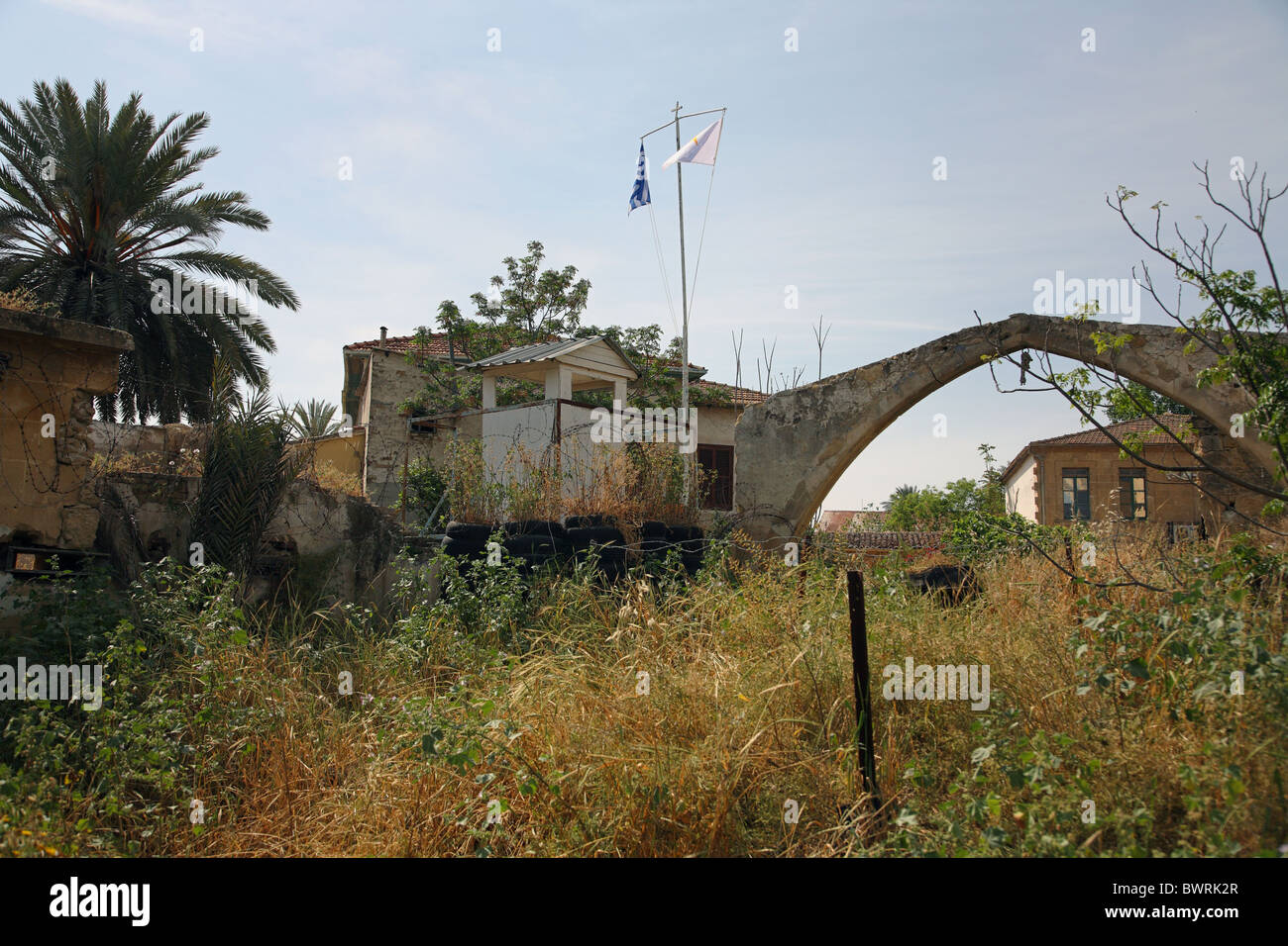 Greek fortified base at the UN buffer zone, Nicosia, Cyprus Stock Photo ...
