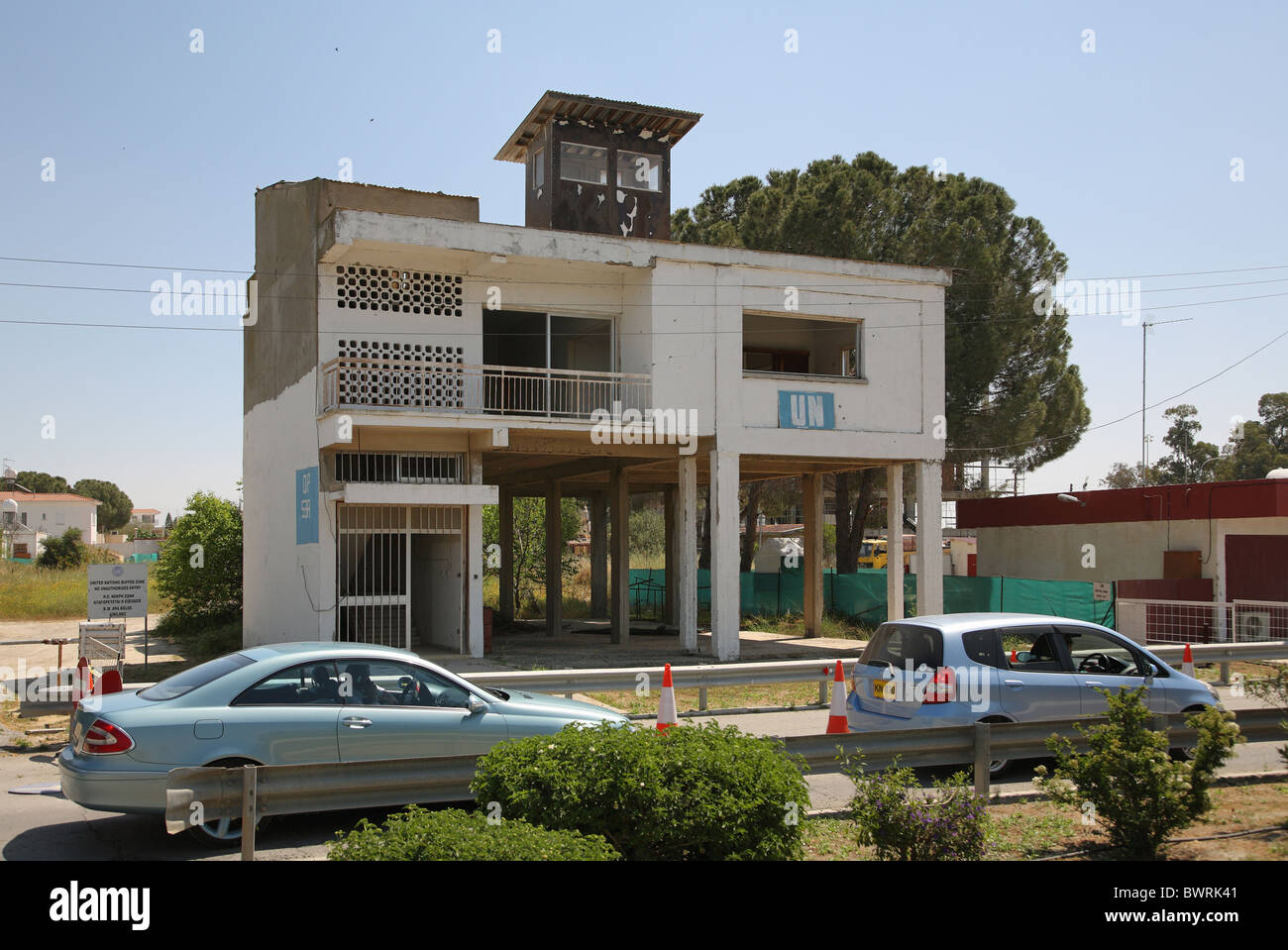 Abandoned UN building in the UN buffer zone, Nicosia, Cyprus Stock ...