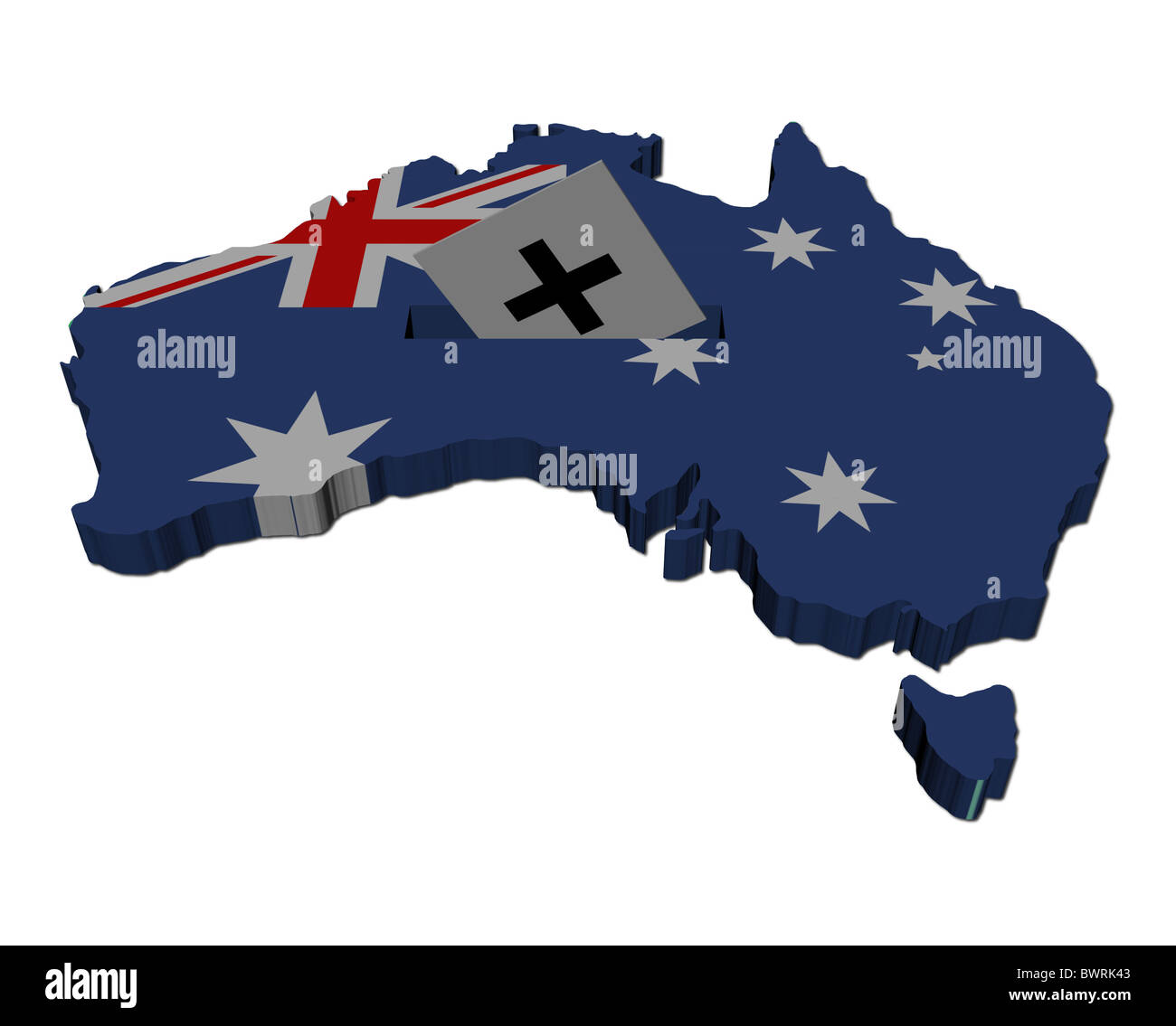 Australia election map with ballot paper illustration Stock Photo - Alamy