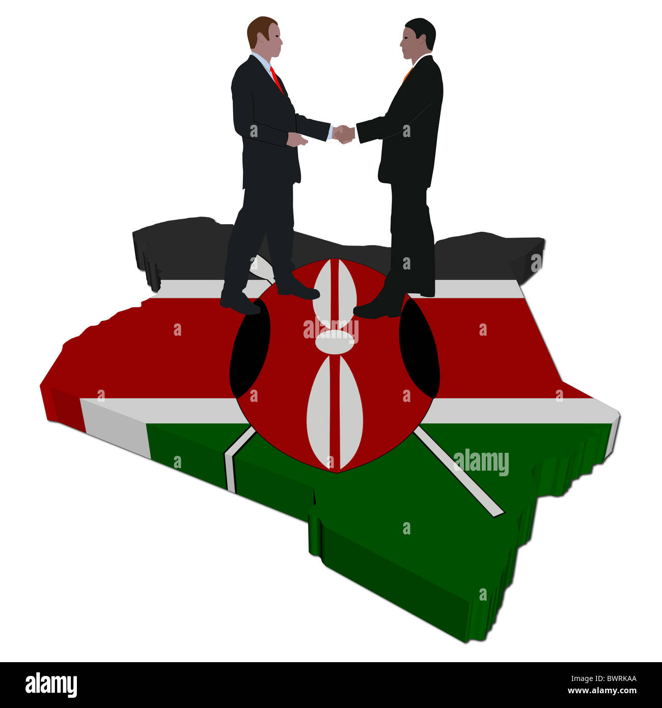 Business people shaking hands on Kenya map flag illustration Stock ...