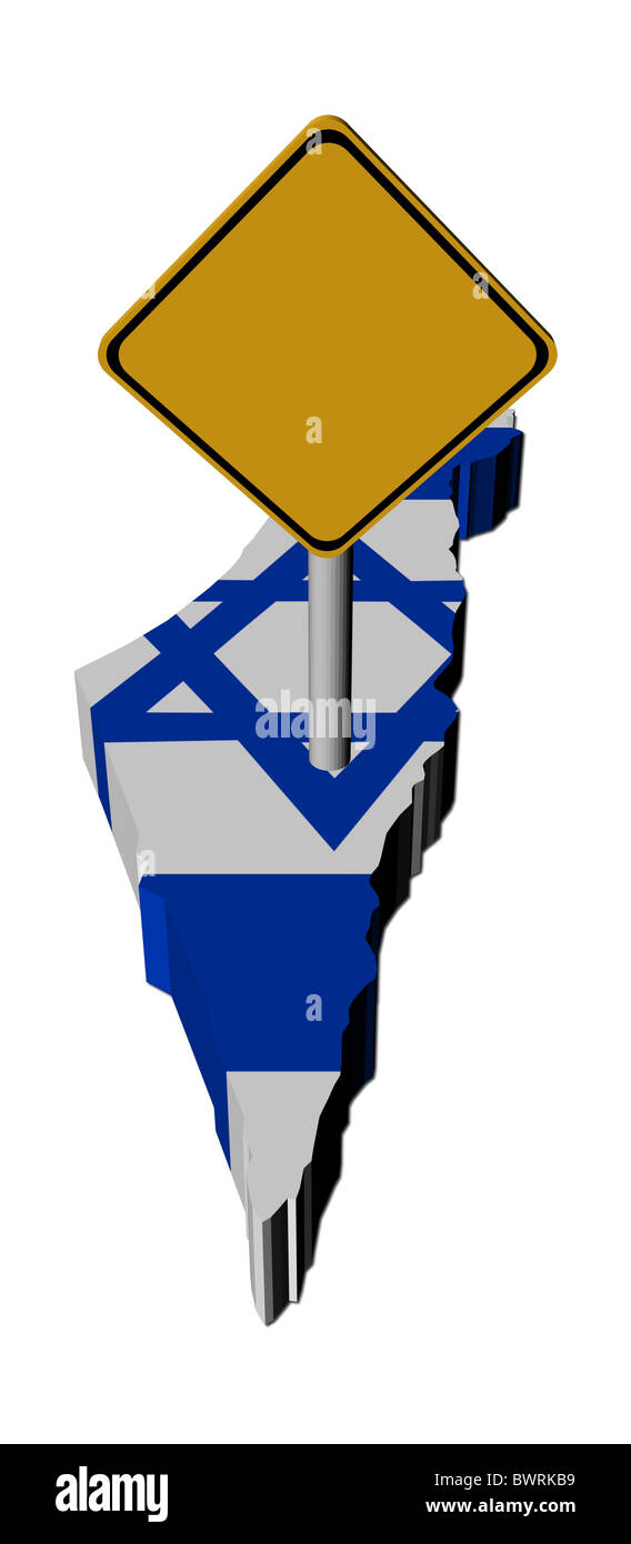 warning sign on Israel map flag illustration Stock Photo - Alamy