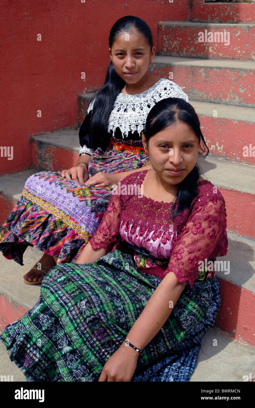 Guatemala.Native Mayan young women in the highlands of Central America ...