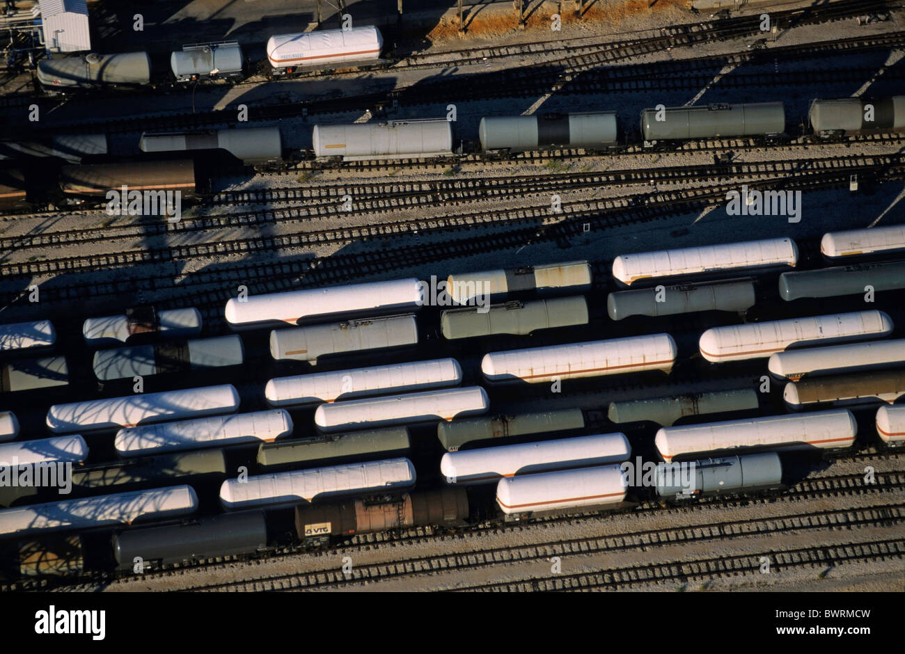 Carriages of freight trains on a commercial railway Stock Photo - Alamy