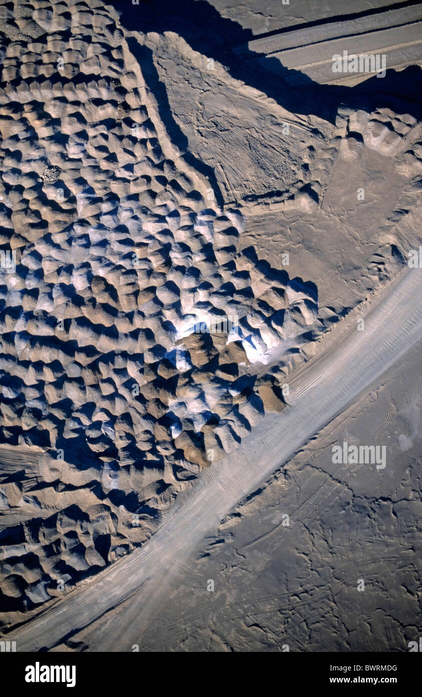 Patterns on the landscape from soil mining seen from above Stock Photo ...