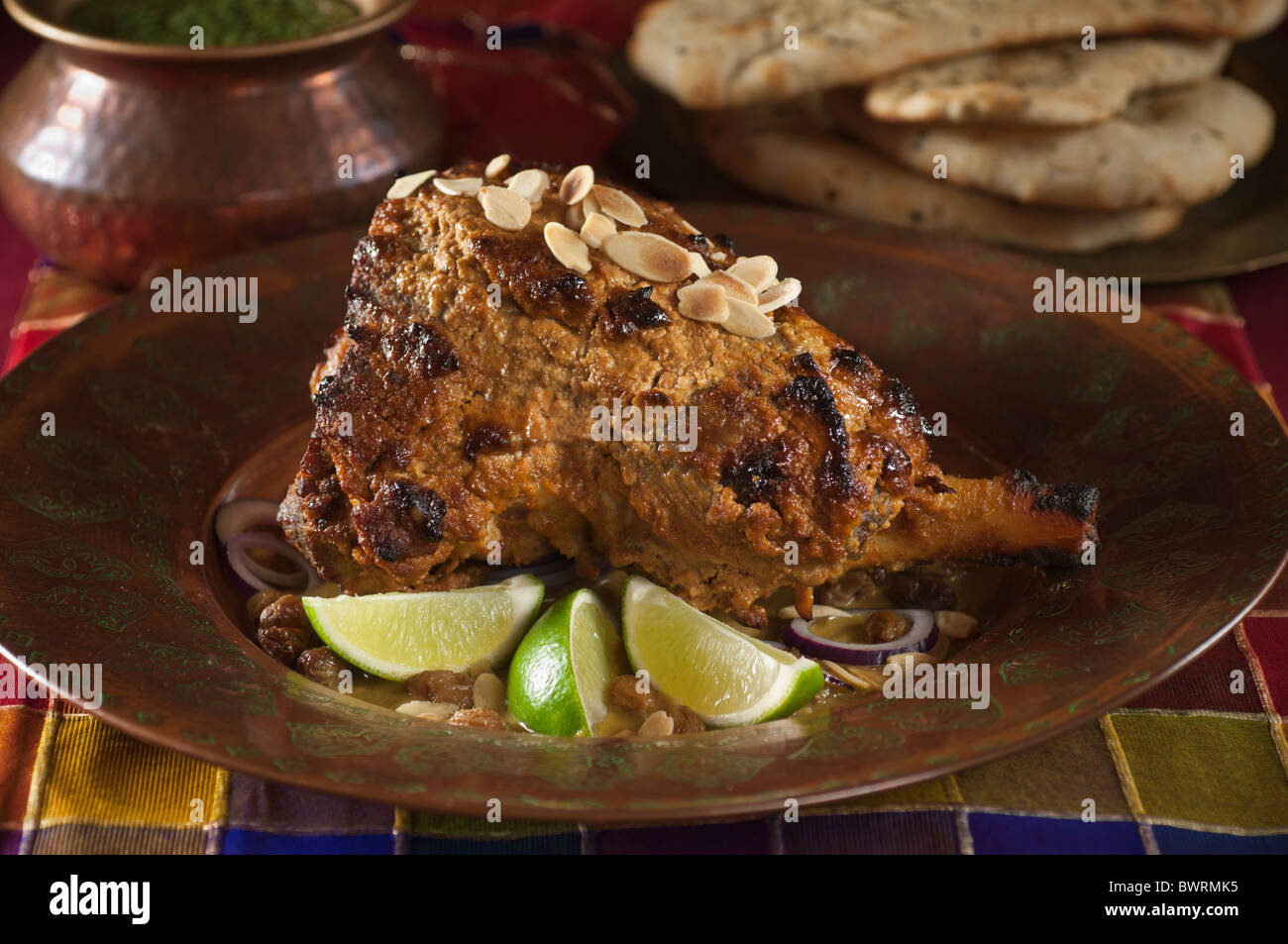Raan Masaledar. Spiced leg of lamb. India Food Stock Photo - Alamy
