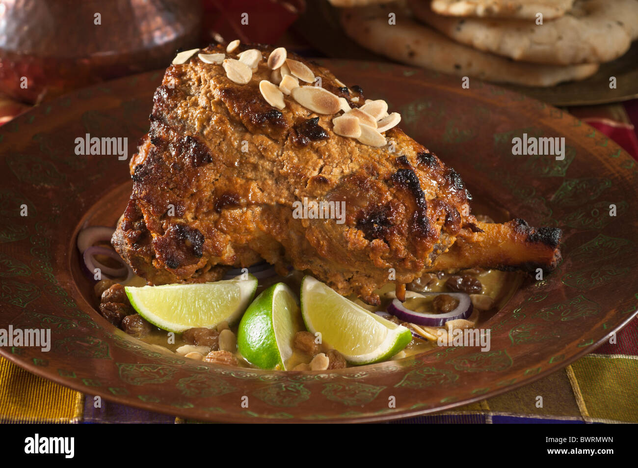 Raan Masaledar. Spiced leg of lamb. India Food Stock Photo - Alamy