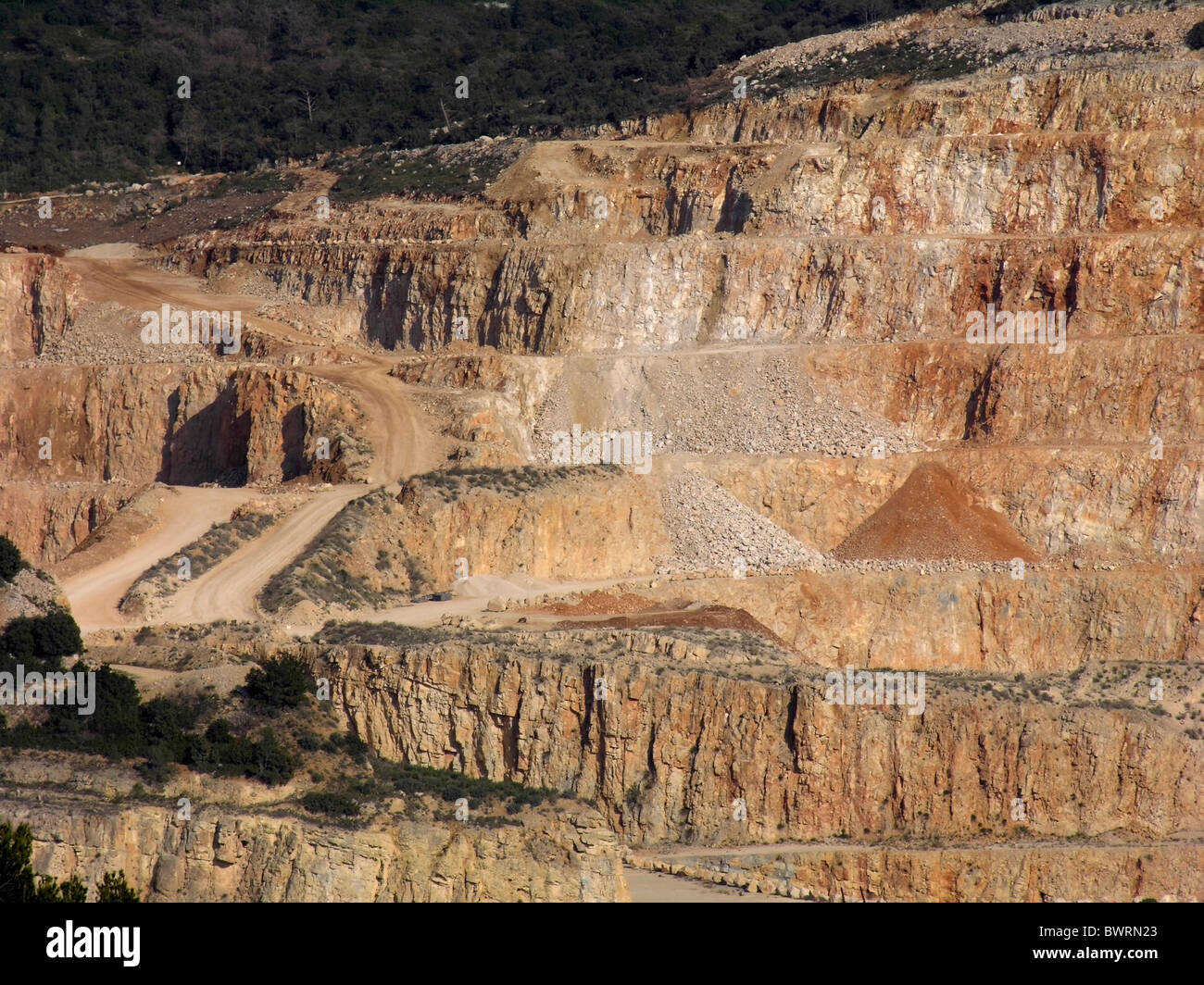 Rock formations created by a stone quarry Stock Photo - Alamy
