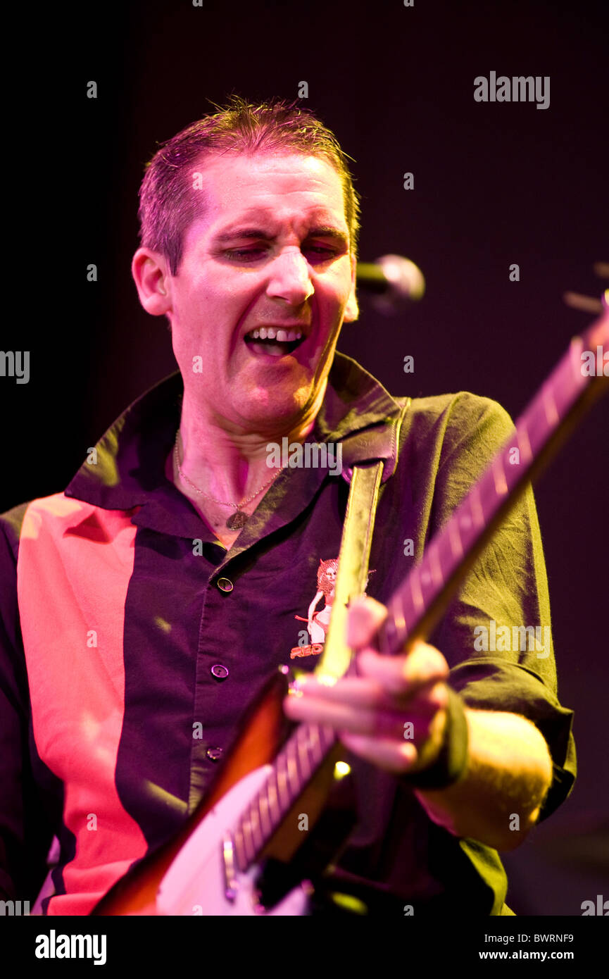 Guitarist Ozzy from the band Red Alert plays at The Elvis Festival ...