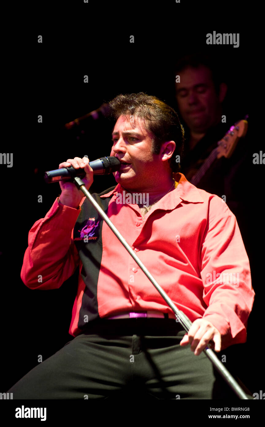 The Elvis Festival, Porthcawl, singer Lee Davidge of the band Red Alert ...