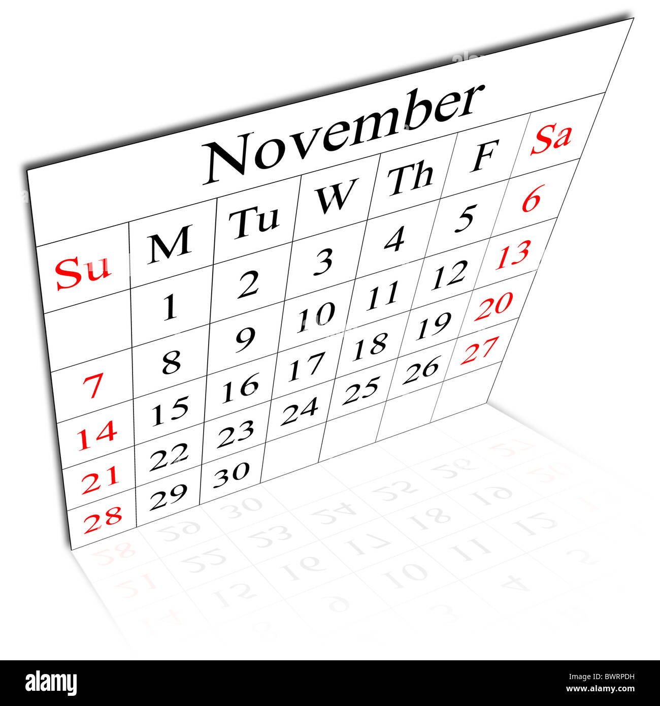 There is a calendar of November, week starting in Sunday Stock Photo ...