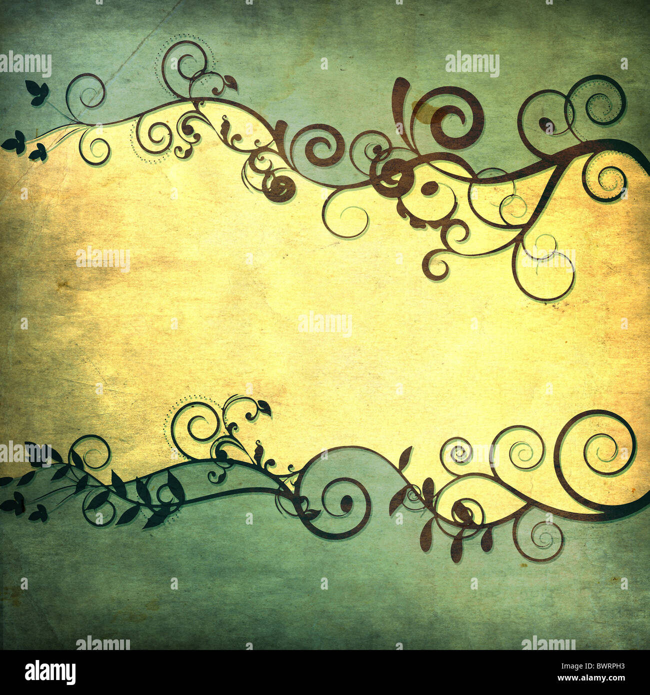 White frame with green edges and leaves Stock Photo - Alamy