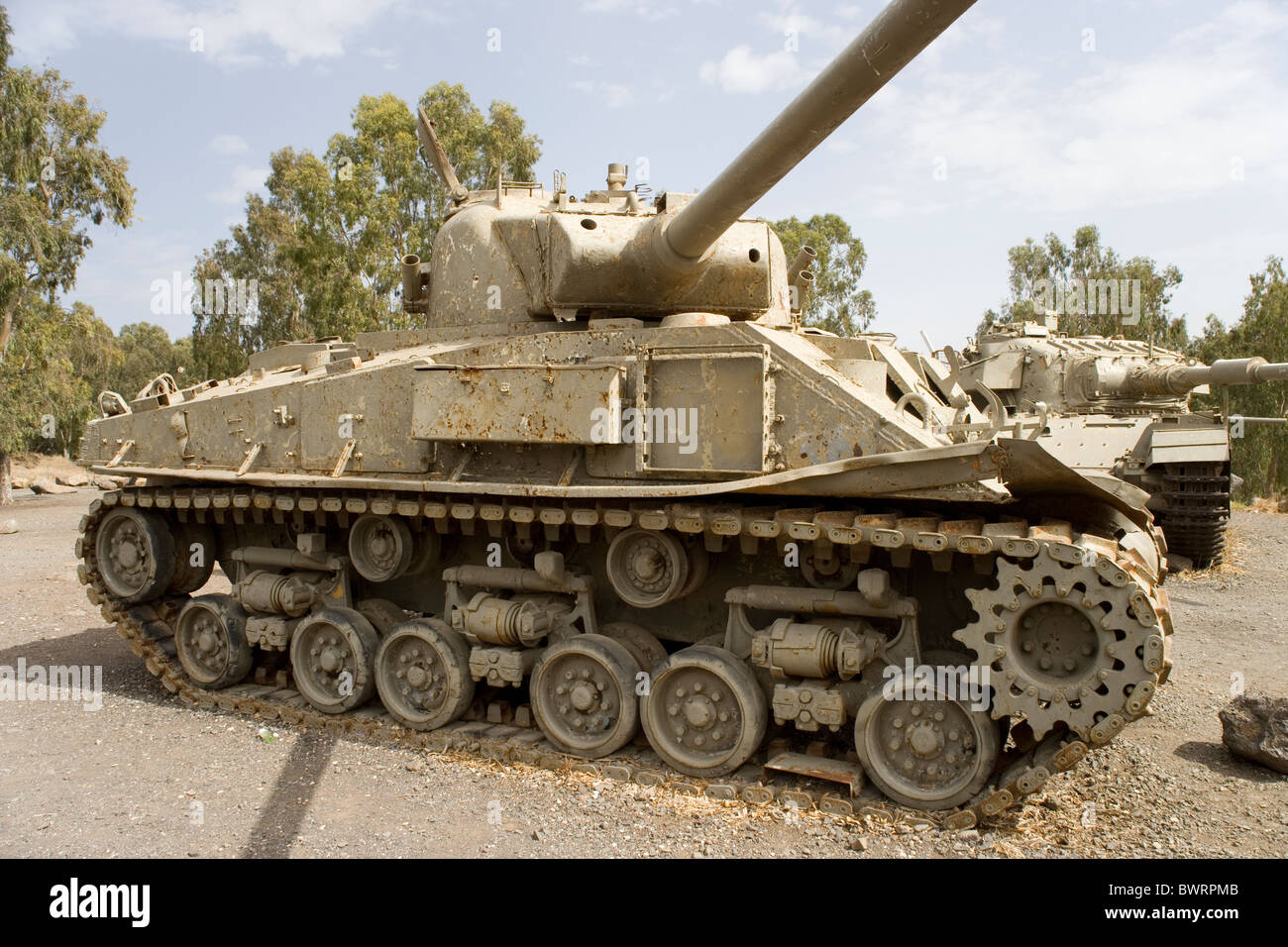 Israeli Sherman tank memorial on the Golan Heights, Israel Stock Photo ...