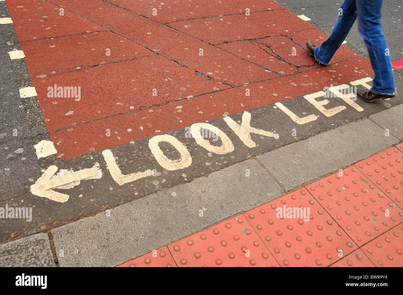 Instruction "look left" on a pedestrian crossing near Knightsbridge ...