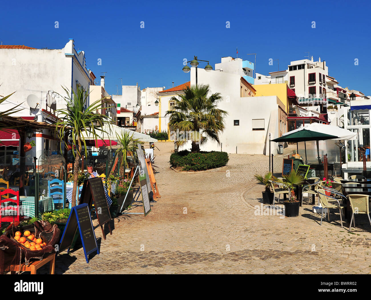 The small village and backstreets of Alvor, Algarve, Portugal Stock ...