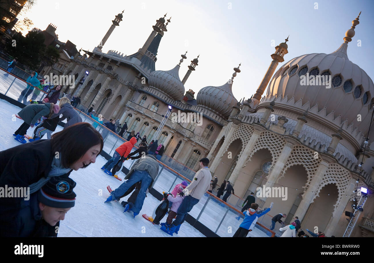 England, East Sussex, Brighton, Royal Pavilion Ice Rink, children's ...