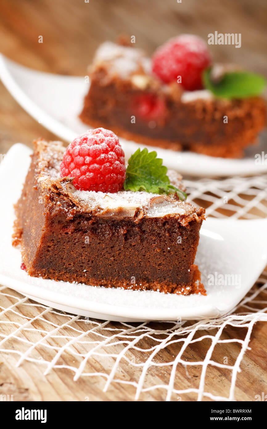 chocolate cake with raspberry Stock Photo - Alamy