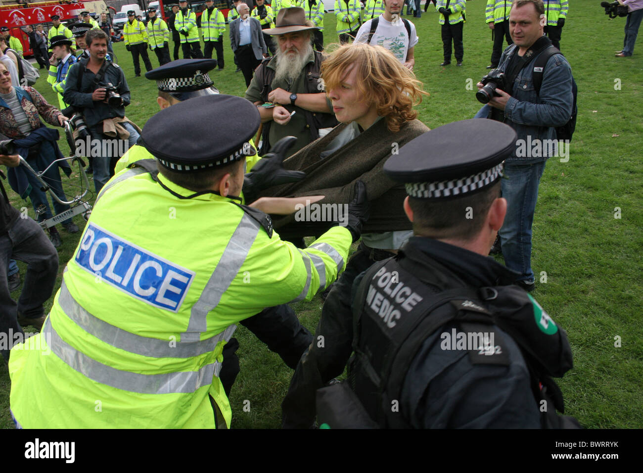 Student being arrested outside Westminster, London United Kingdom Stock ...