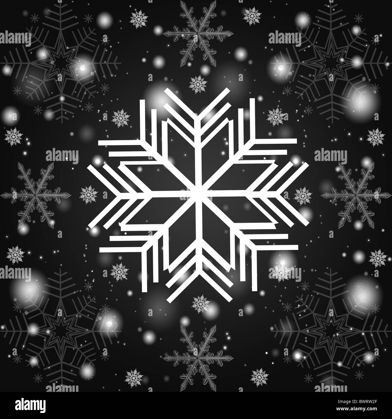 Beautiful white snowflakes on Black and White Stock Photos & Images - Alamy