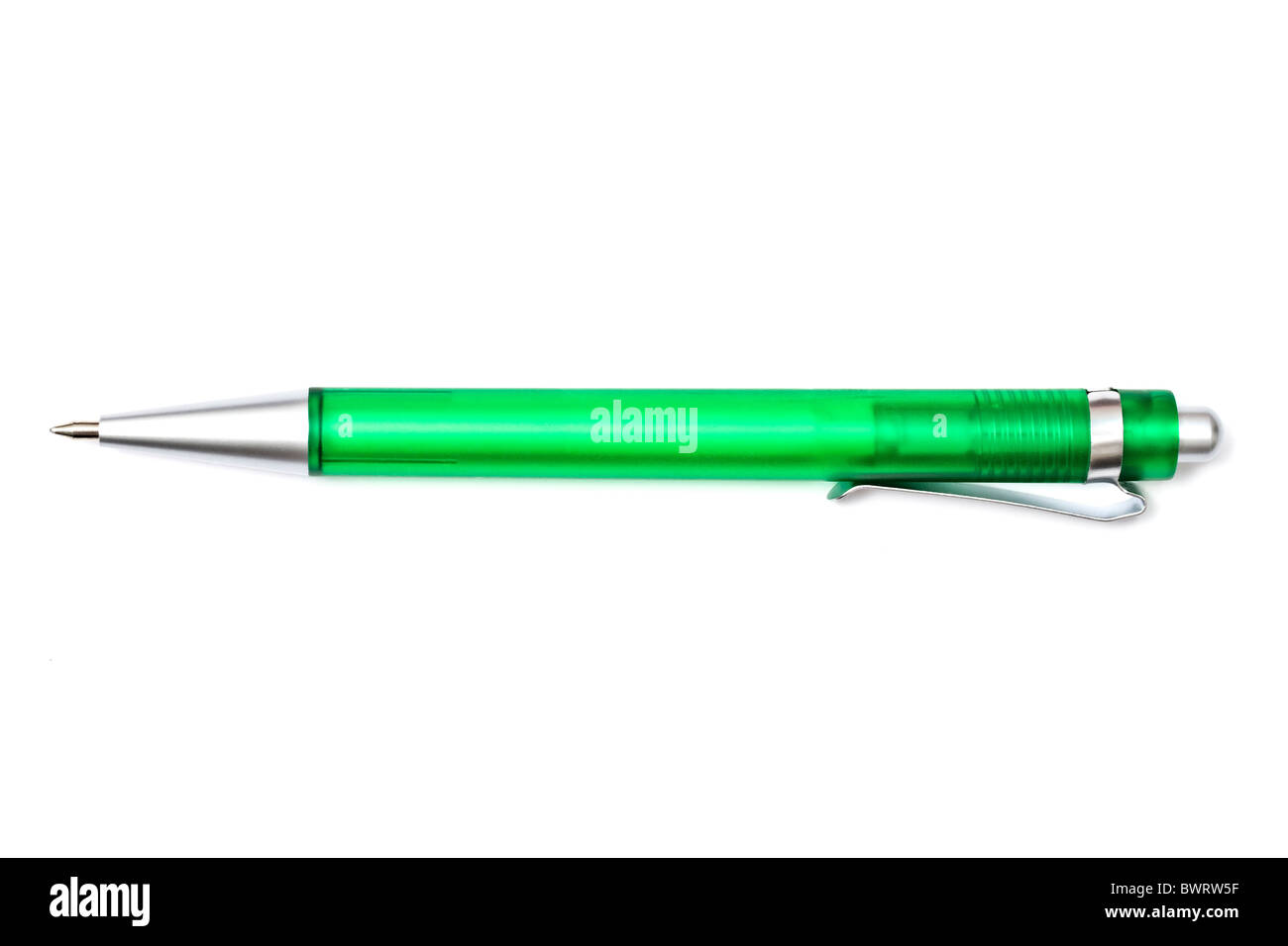Green Ball Point Pen Isolated On White background Stock Photo - Alamy