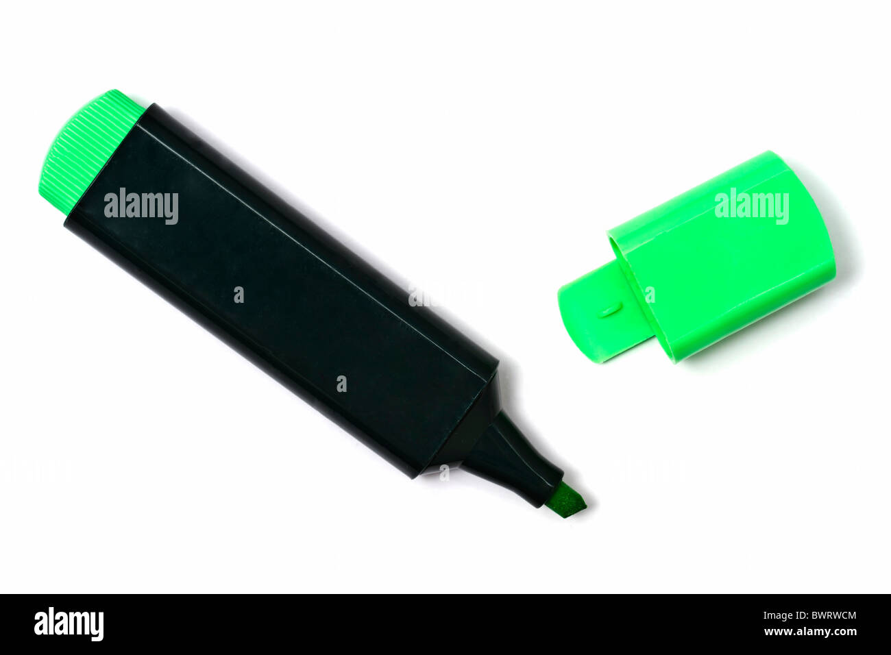 Green highlighter isolated on white background Stock Photo - Alamy