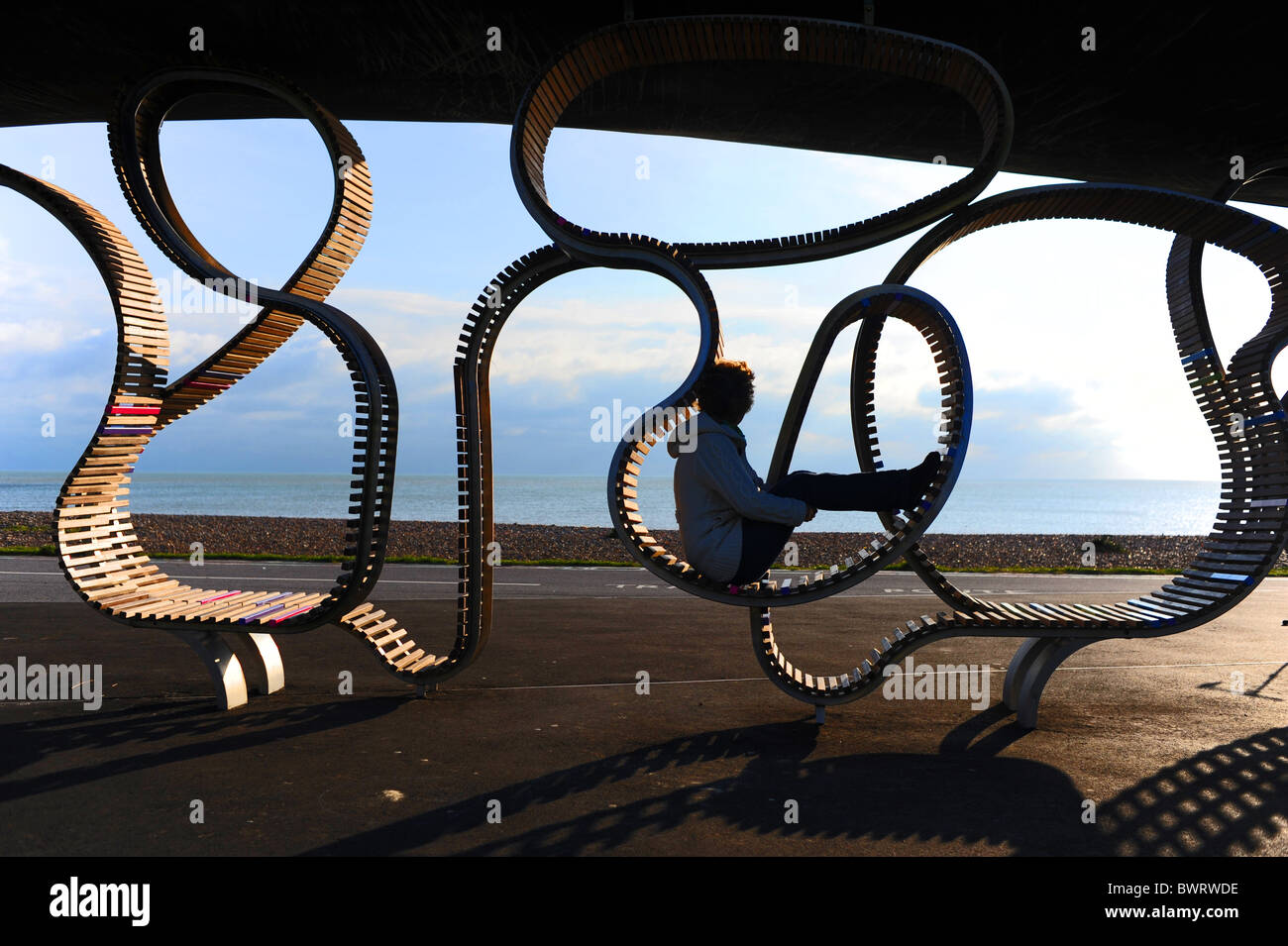 The new long bench that stretches and turns along Littlehampton ...