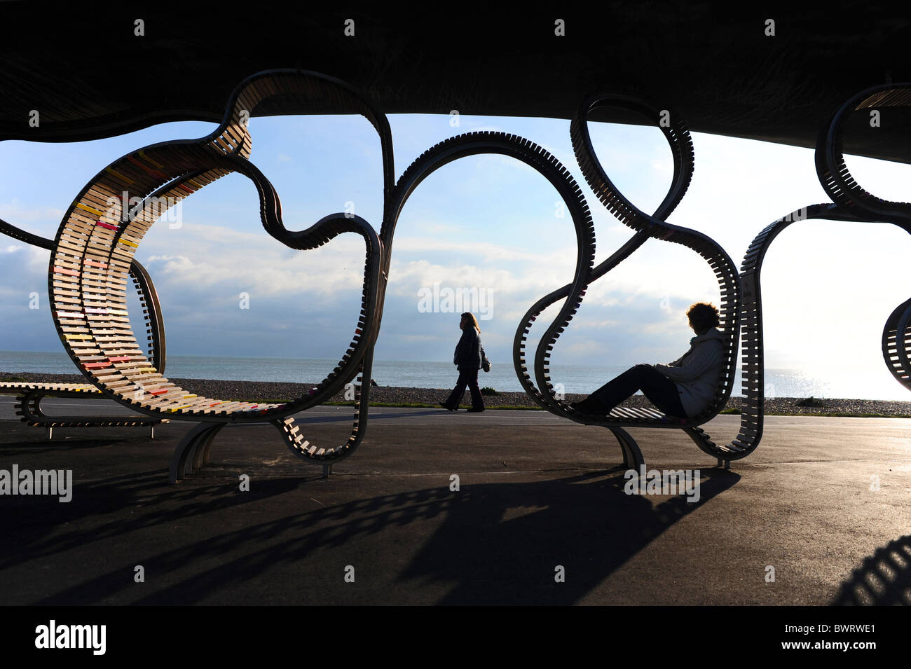 The new long bench that stretches and turns along Littlehampton ...