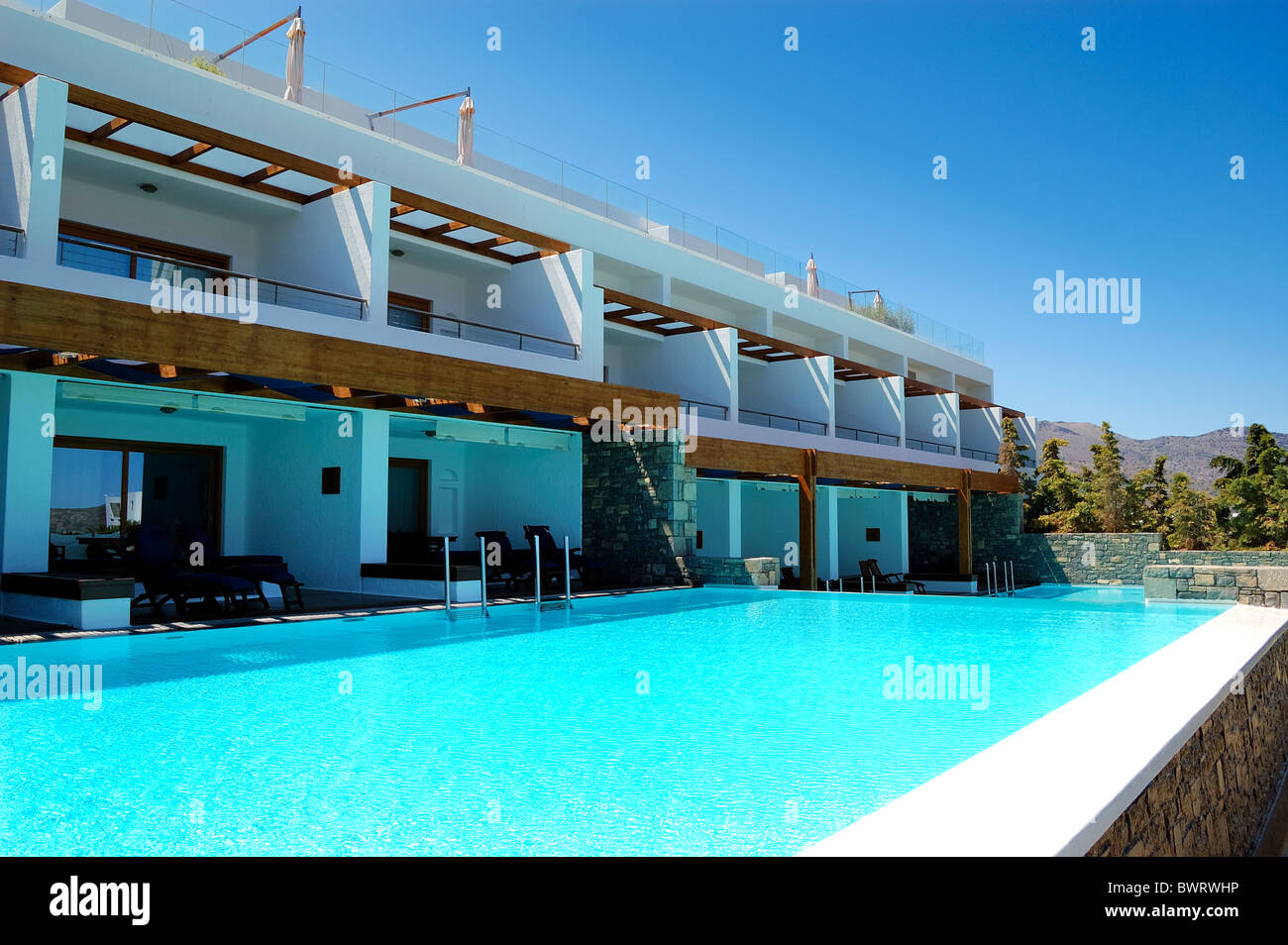 Swimming pool at luxury villa, Crete, Greece Stock Photo - Alamy