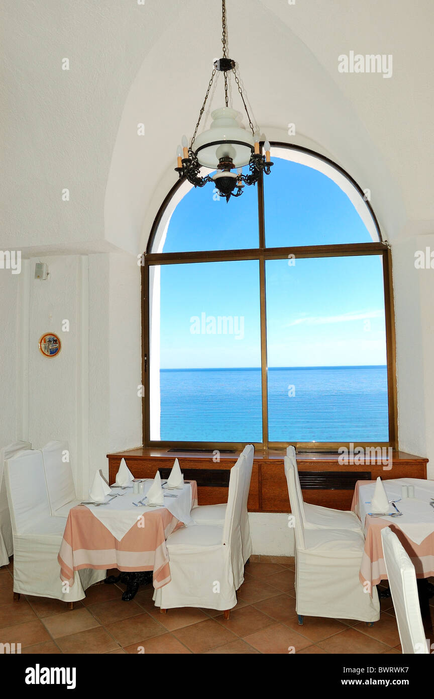 Restaurant interior at the luxury hotel, Crete, Greece Stock Photo - Alamy