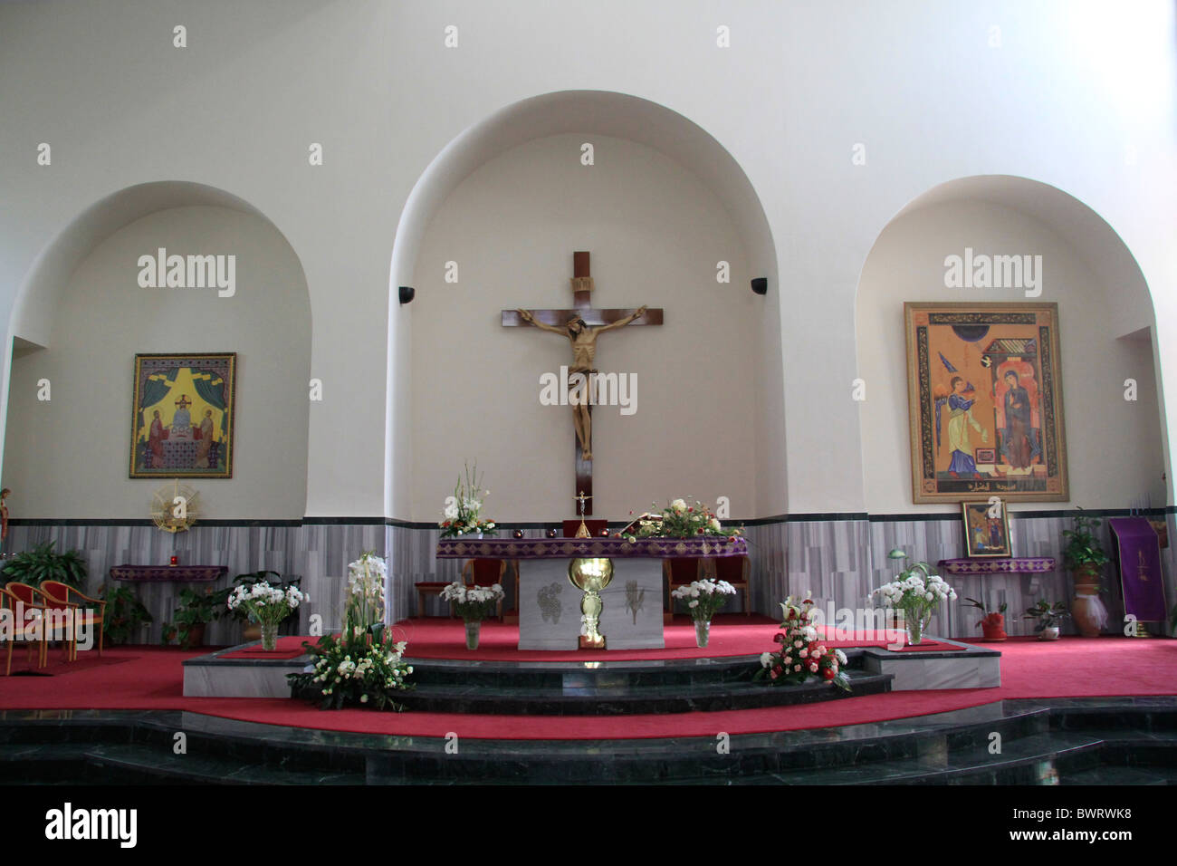 Israel, Lower Galilee, the new Maronite Church in Nazareth Stock Photo ...