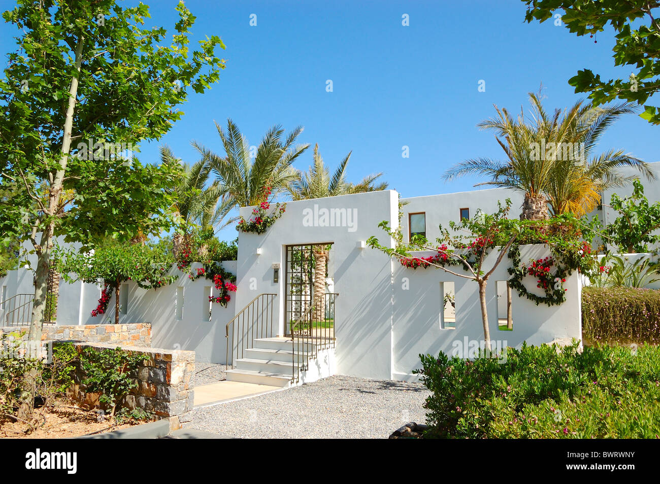Entrance in the modern luxury villa, Crete, Greece Stock Photo - Alamy
